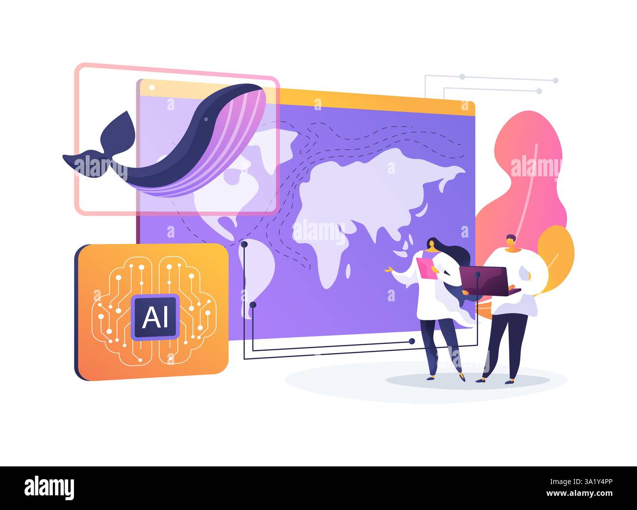AI Wildlife Behavior Analysis abstract concept vector illustration ...