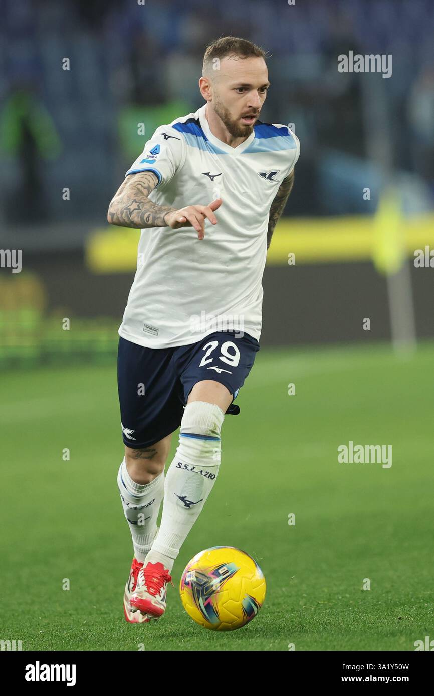 Rome, Italy. 10th Mar, 2025. Rome, Italy 10.03.2025 : Manuel Lazzari of Lazio seen in action ...