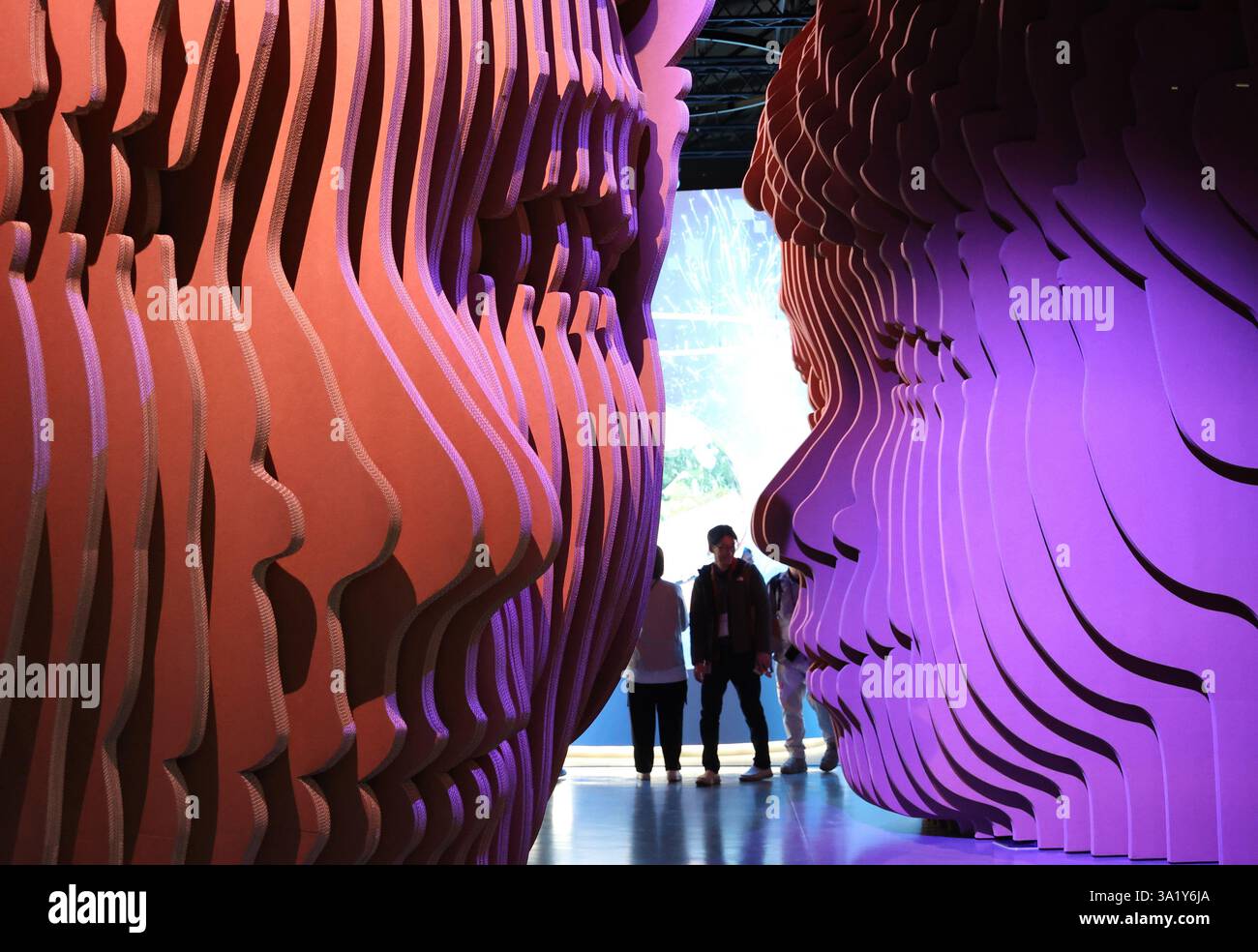 Osaka, Japan. 10th Mar, 2025. This picture shows cardboard made face ...