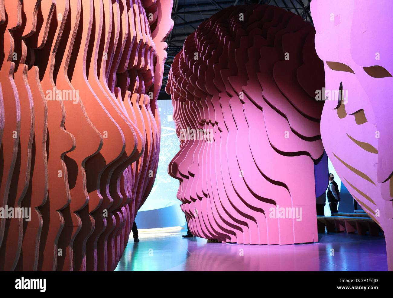 Osaka, Japan. 10th Mar, 2025. This picture shows cardboard made face ...