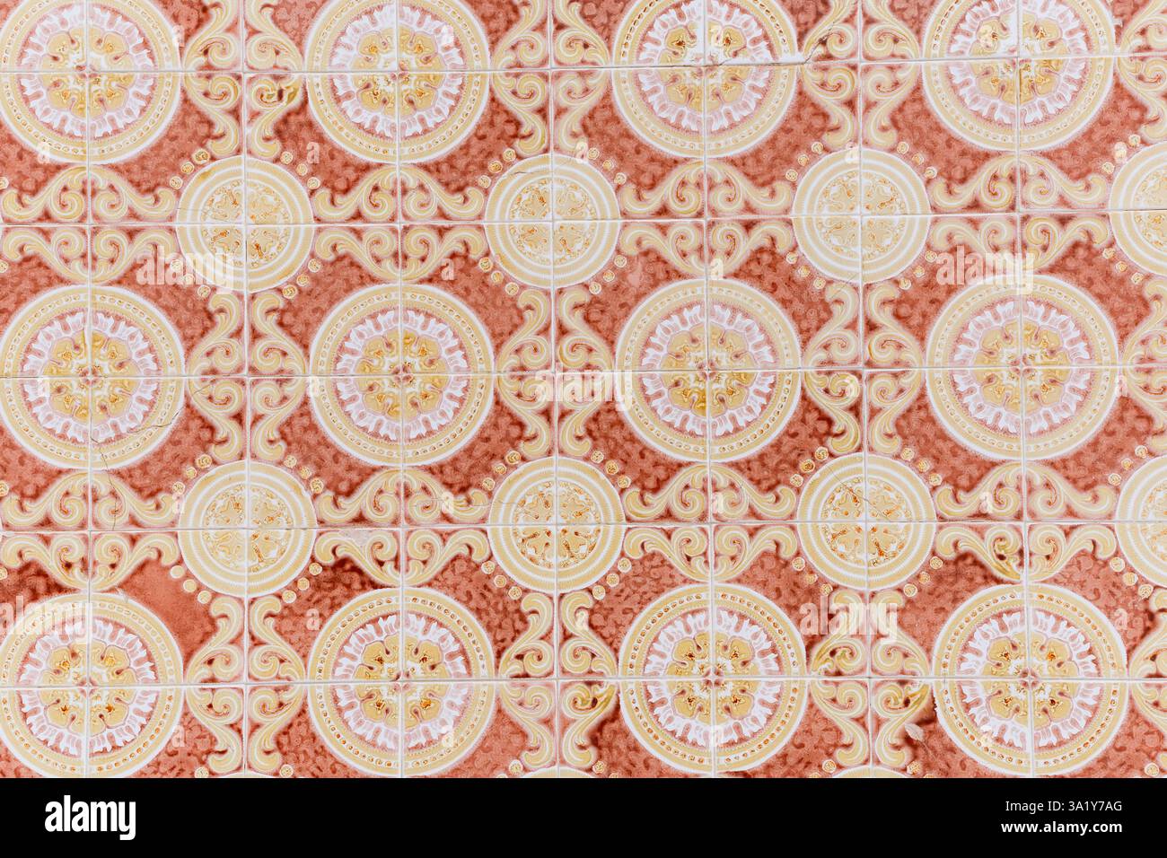 Vintage decorative tiles with elaborate circular and swirling patterns ...