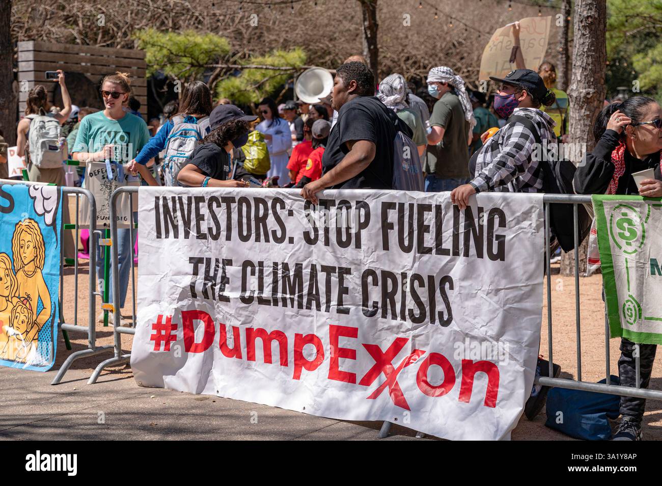 Houston, Texas, USA. 10th Mar, 2025. Demonstrators gather outside the ...