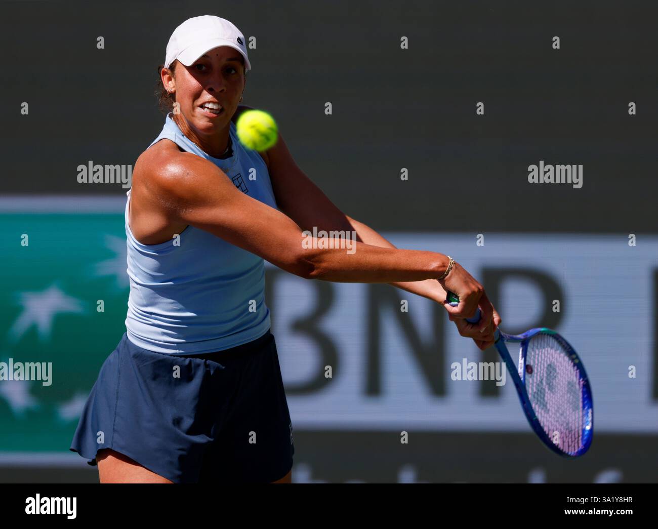 March 10, 2025 Madison Keys returns a shot against Elise Mertens (BEL ...
