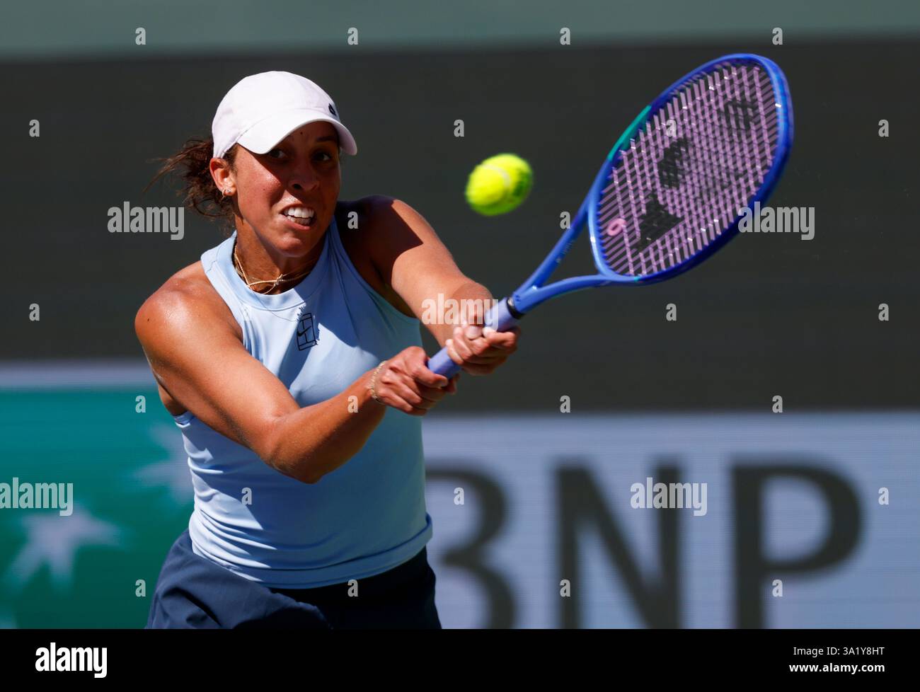 Indian Wells, California, USA. March 10, 2025 Madison Keys returns a ...