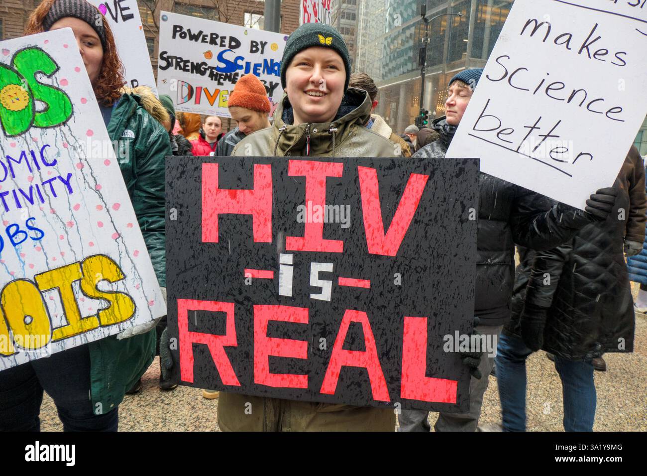 Stand Up for Science protest. Federal Plaza, Chicago, Illinois. March 7 ...