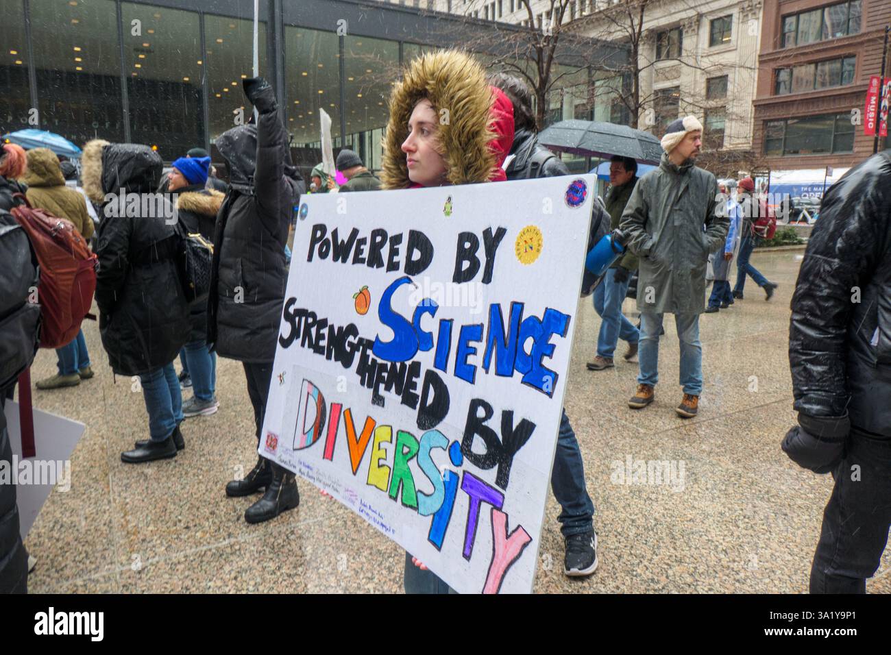 Stand Up for Science protest. Federal Plaza, Chicago, Illinois. March 7 ...