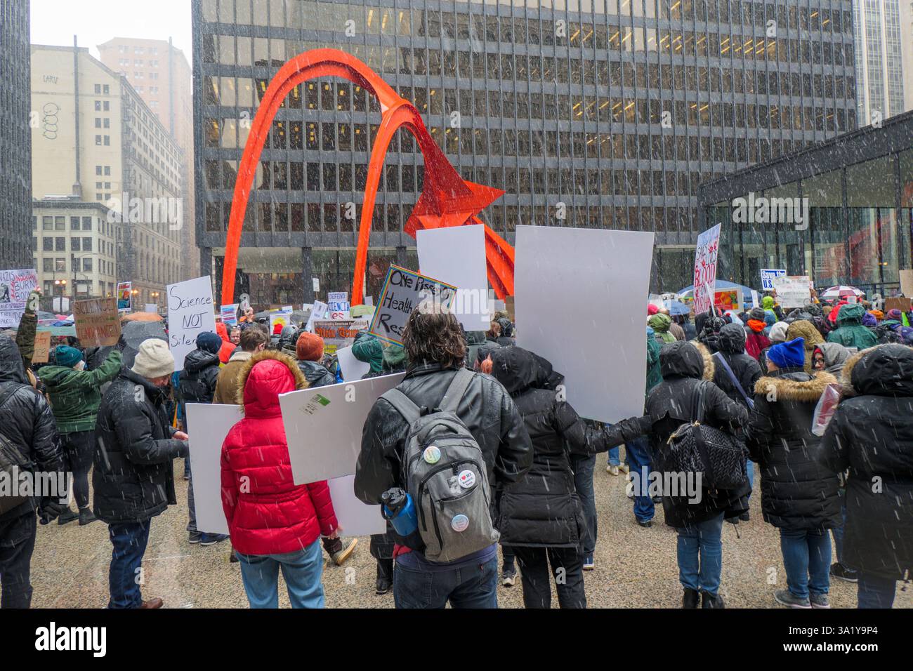 Stand Up for Science protest. Federal Plaza, Chicago, Illinois. March 7 ...