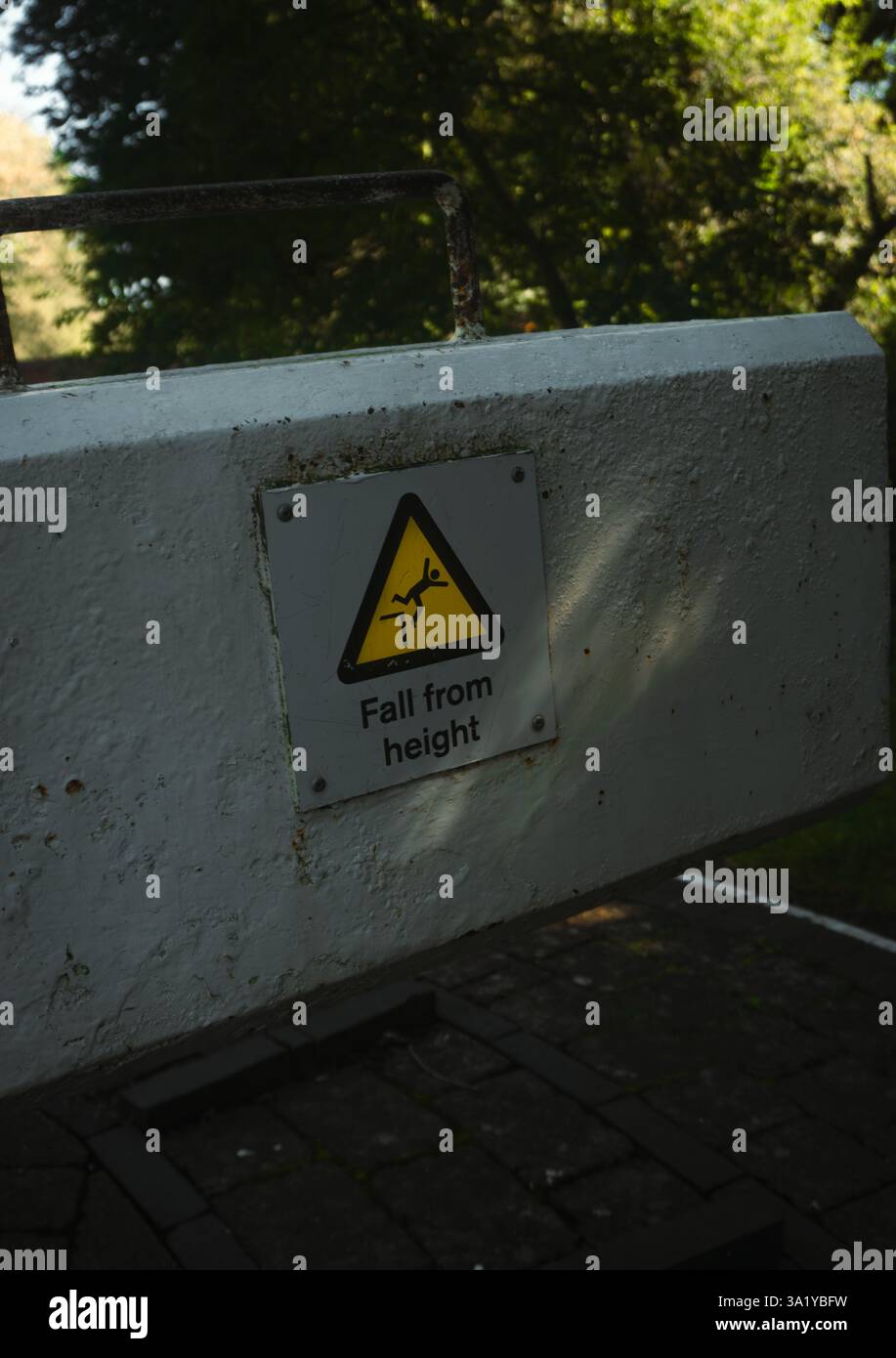 warning sign on a canal pound lock gate Stock Photo - Alamy