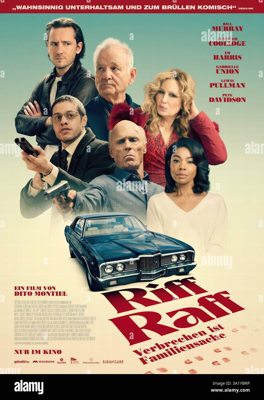 RIFF RAFF, German poster, from left: Lewis Pullman, Pete Davidson, Bill ...