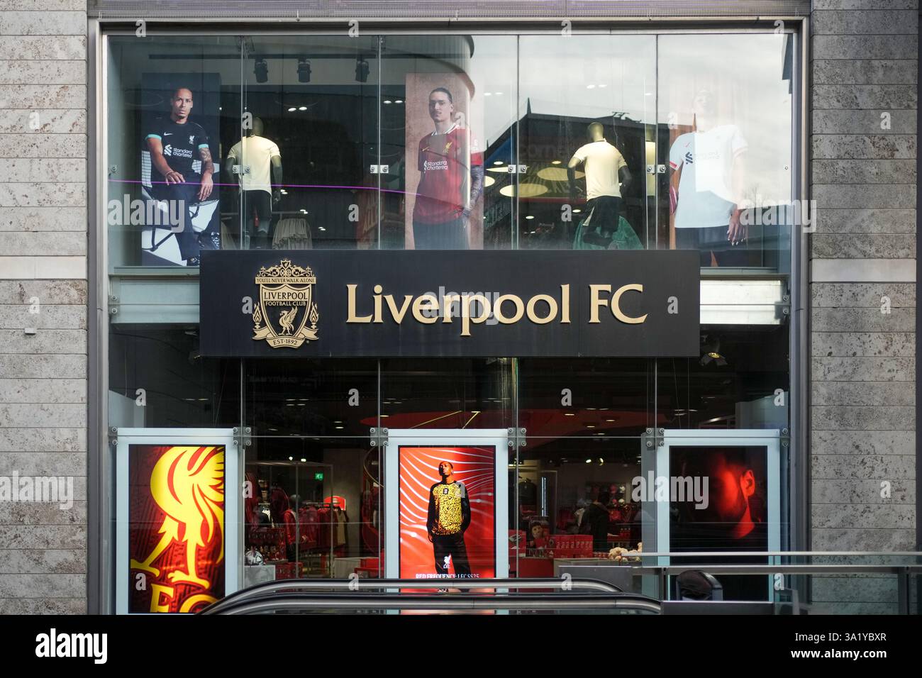 Liverpool FC store front, Liverpool ONE, Liverpool, England, UK Stock ...