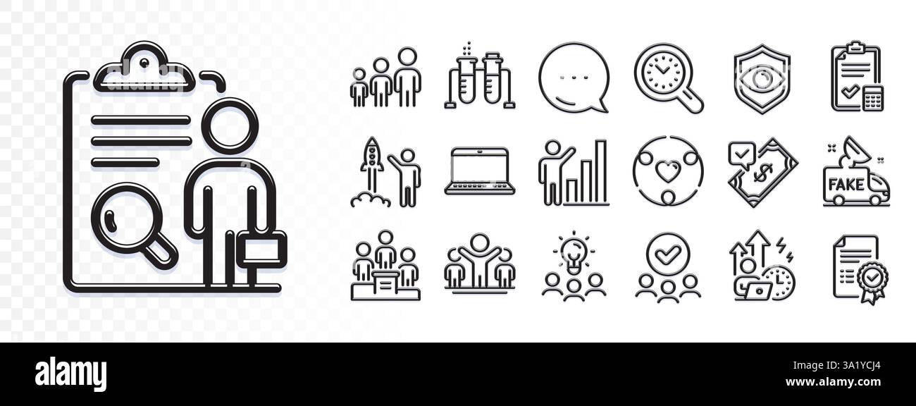 Difficult stress, Business idea and Approved group line icons for web ...