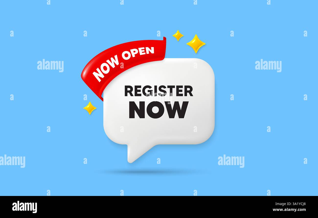 Register now tag. Free registration offer. Ribbon speech bubble. Vector ...