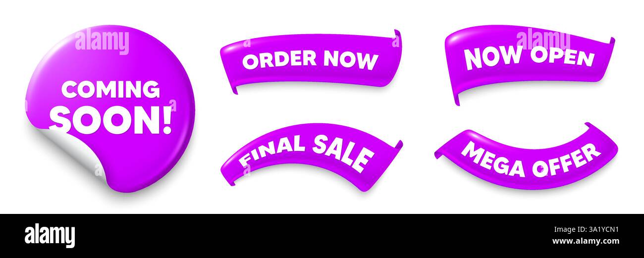 Coming soon tag. Promotion banner sign. Sticker, Ribbons banners ...