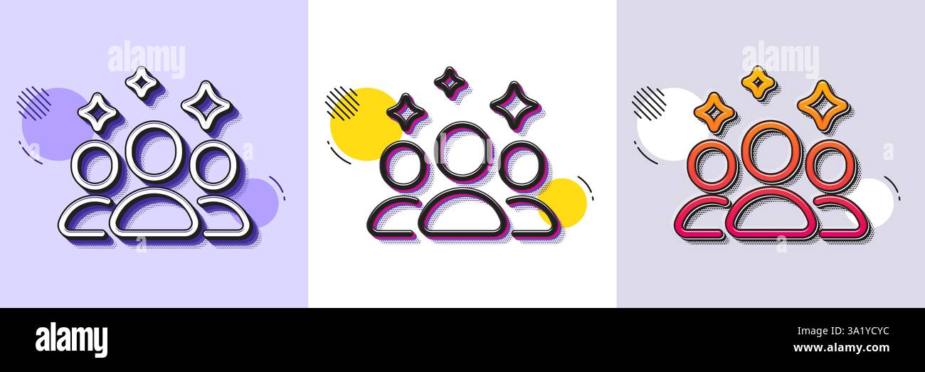 Squad line icon. Team work sign. Halftone dotted pattern. Vector Stock ...