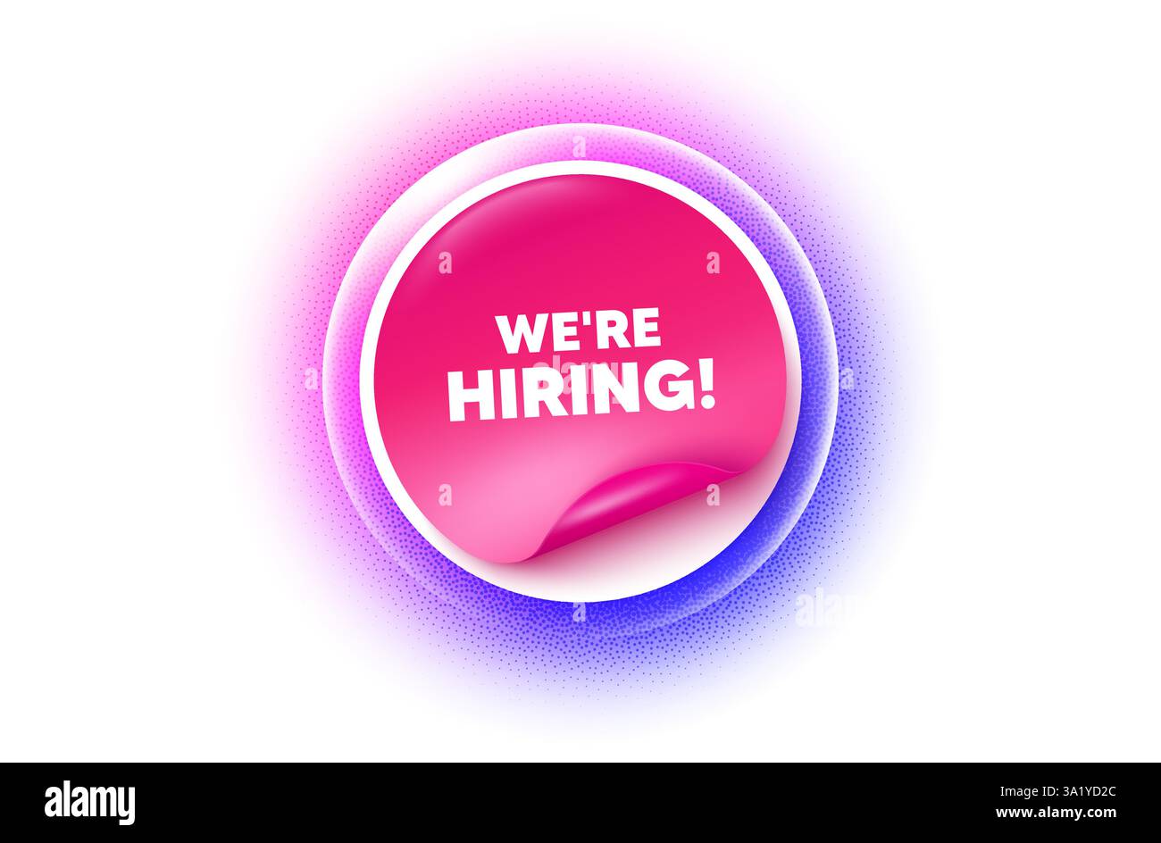 We are hiring symbol. Recruitment agency sign. Sticker gradient banner ...