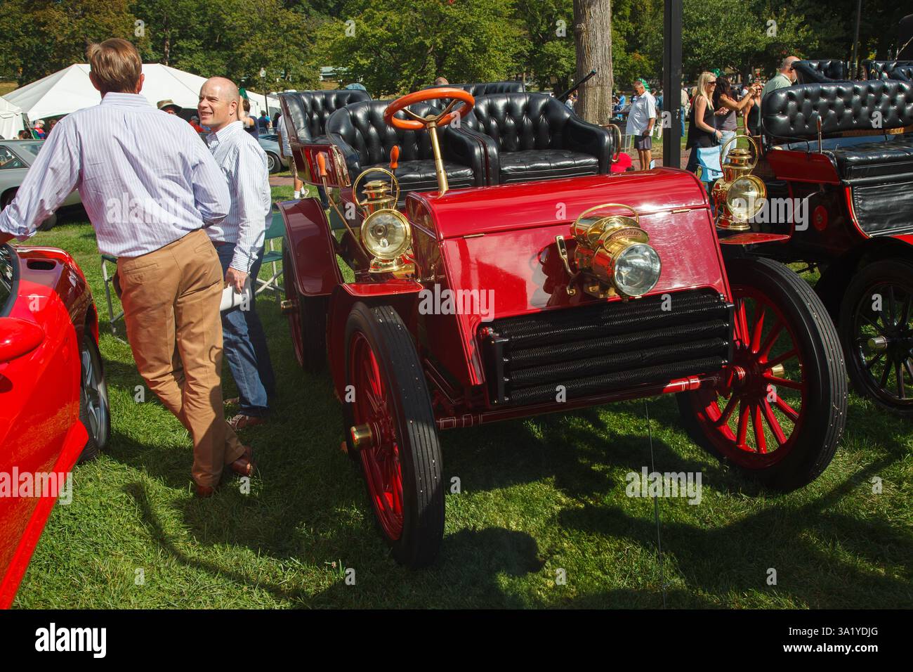 A Packard Model F vintage red car at a Sports car exhibition in Boston ...