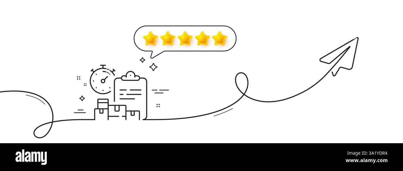Delivery report line icon. Parcel documents sign. Continuous line with ...