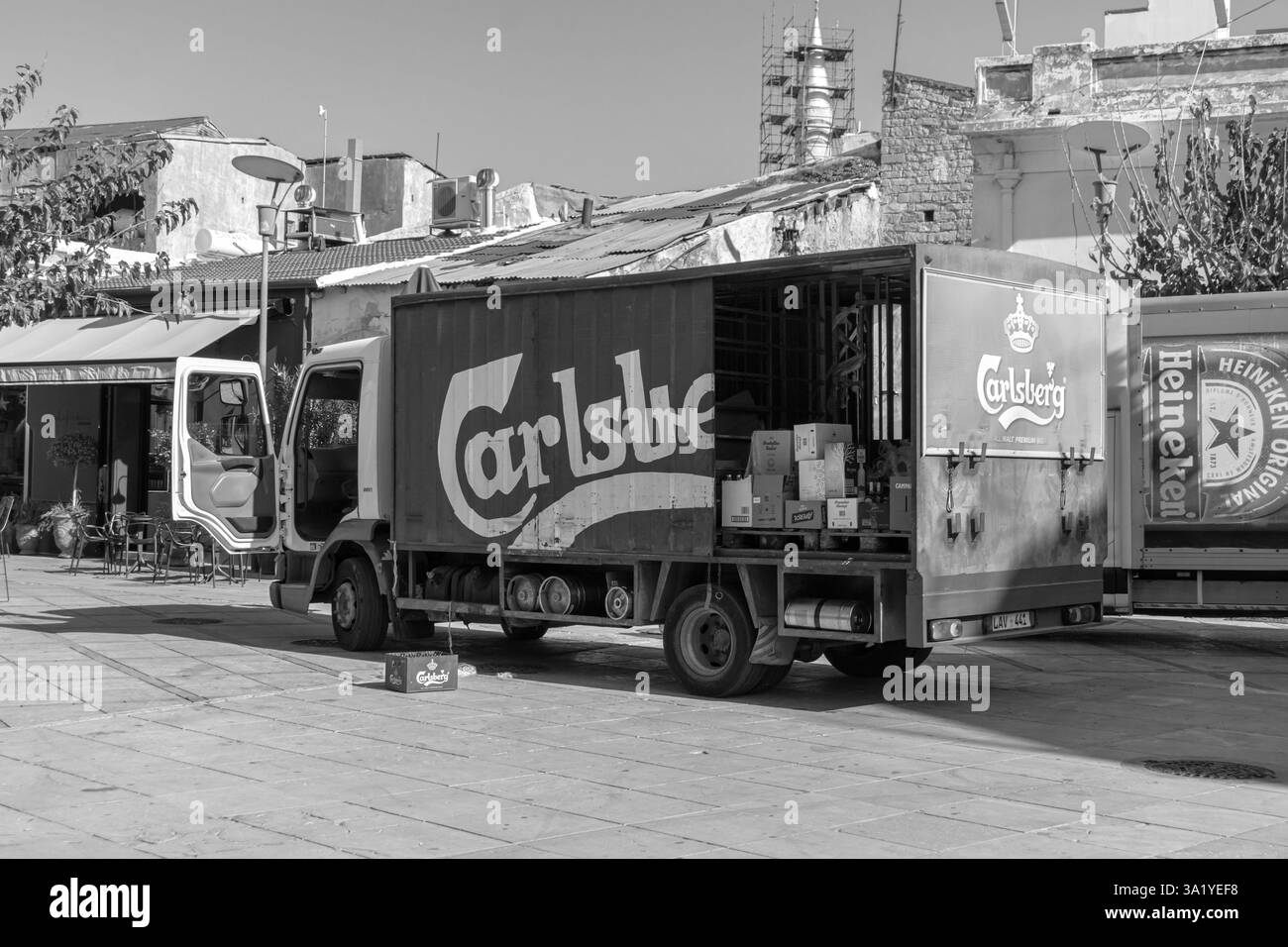 Carlsberg goods merchandise, a Danish multinational brewer company delivery truck Old Town ...
