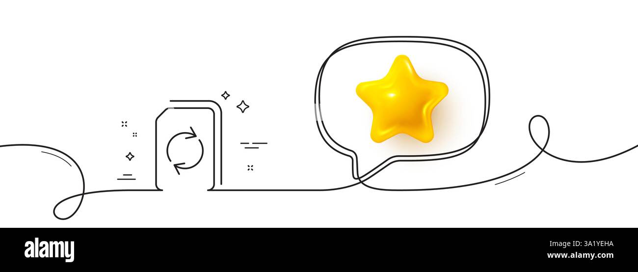 Update Document line icon. Refresh File sign. Continuous line with 3d ...