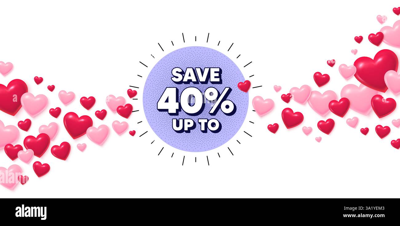 Sale offer noise grain banner. Save 40 percentage discount coupon. Love ...