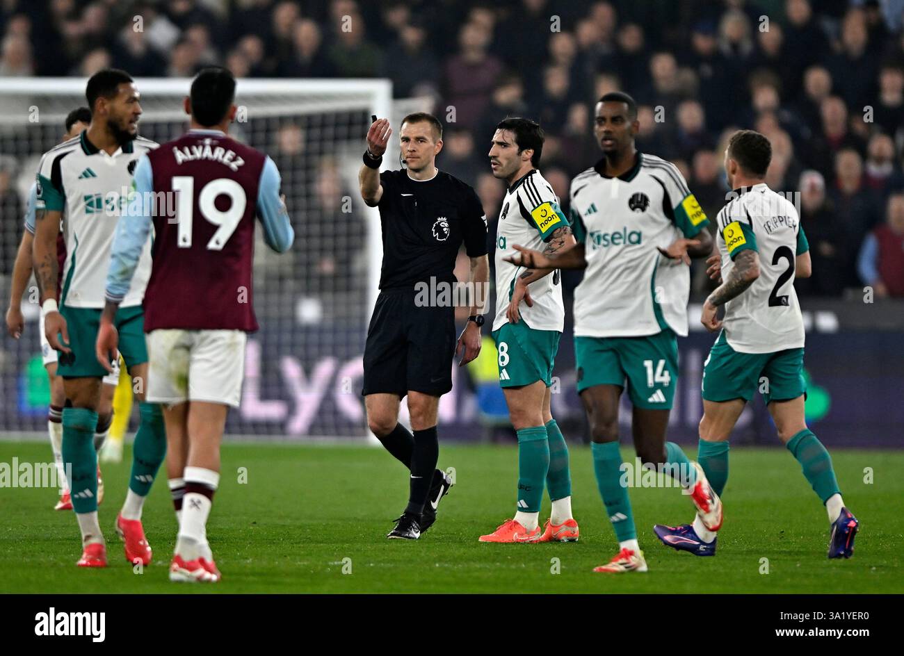 London UK 10th March 2025. Michael Salisbury (Referee) calls to Edson ...