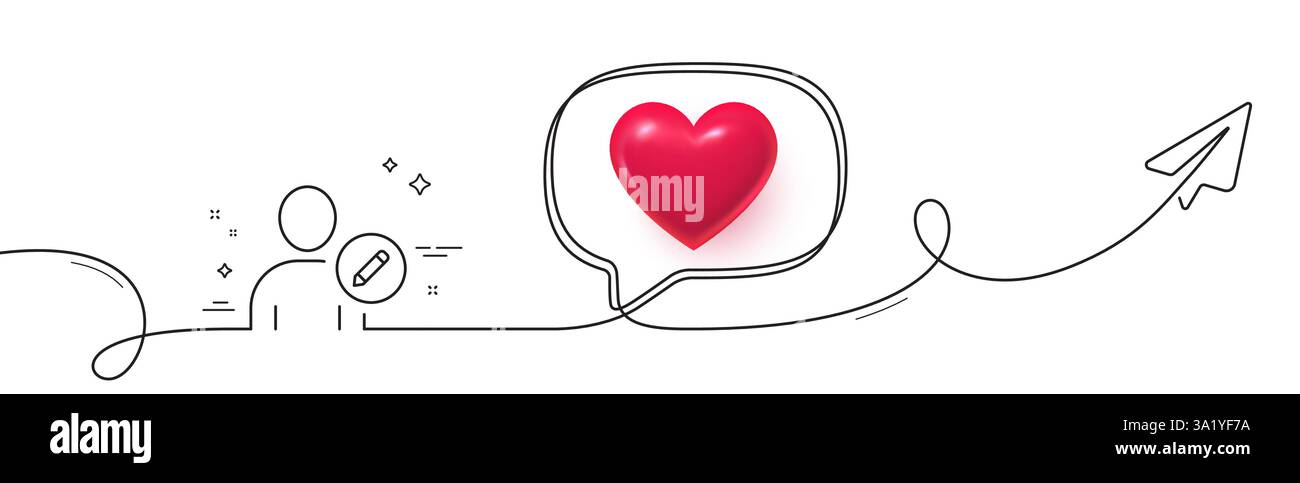 Edit User line icon. Profile Avatar sign. Continuous line with plane. Vector Stock Vector Image ...