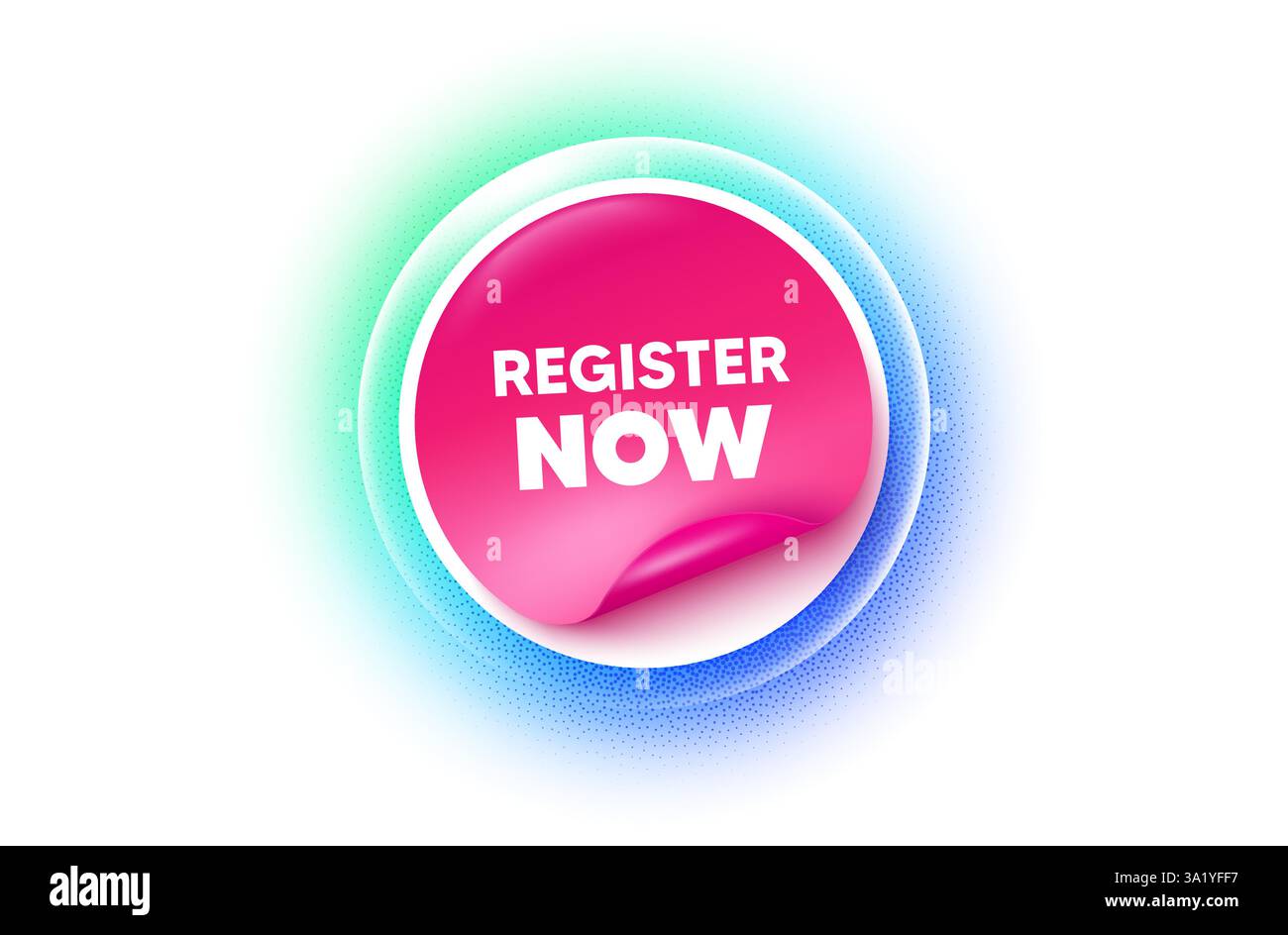 Register now tag. Free registration offer. Sticker gradient banner ...