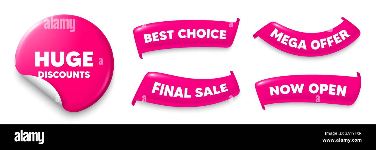 Huge Discounts tag. Special offer price sign. Sticker, Ribbons banners ...