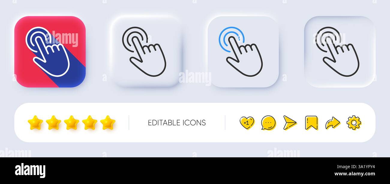 Hand cursor line icon. Click action sign. Neumorphic buttons. Vector Stock Vector Image & Art ...
