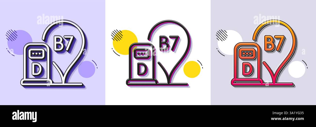 Diesel station line icon. Filling station location sign. Halftone ...