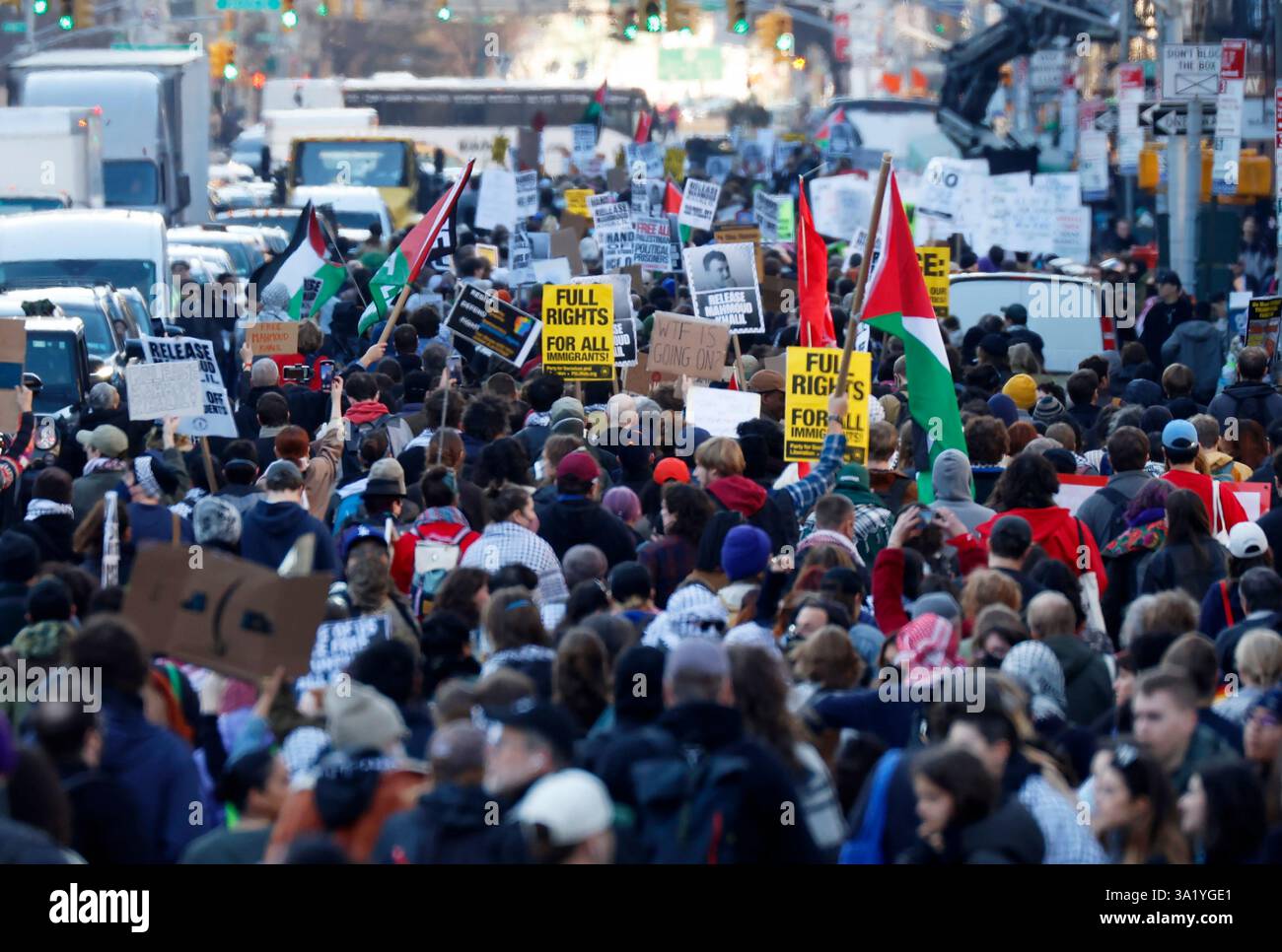 New York, United States. 10th Mar, 2025. Pro-Palestinian protesters ...