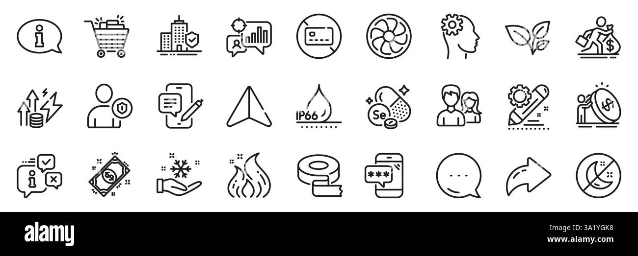 Freezing, Information and Phone password line icons pack. For web app. App line icons. Vector ...