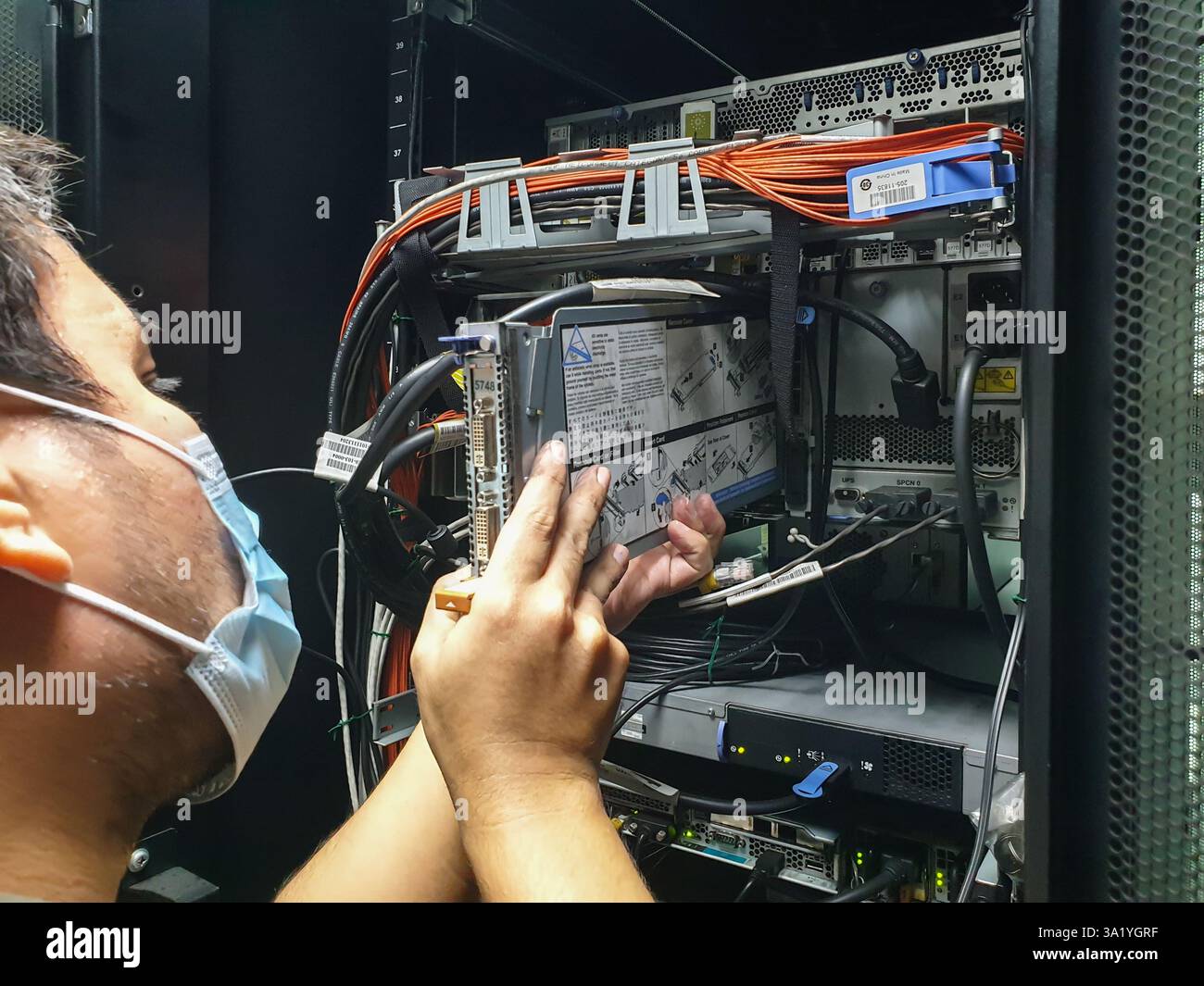 Bangkok, Thailand - August 18, 2021 : Installing hard disk raid storage ...