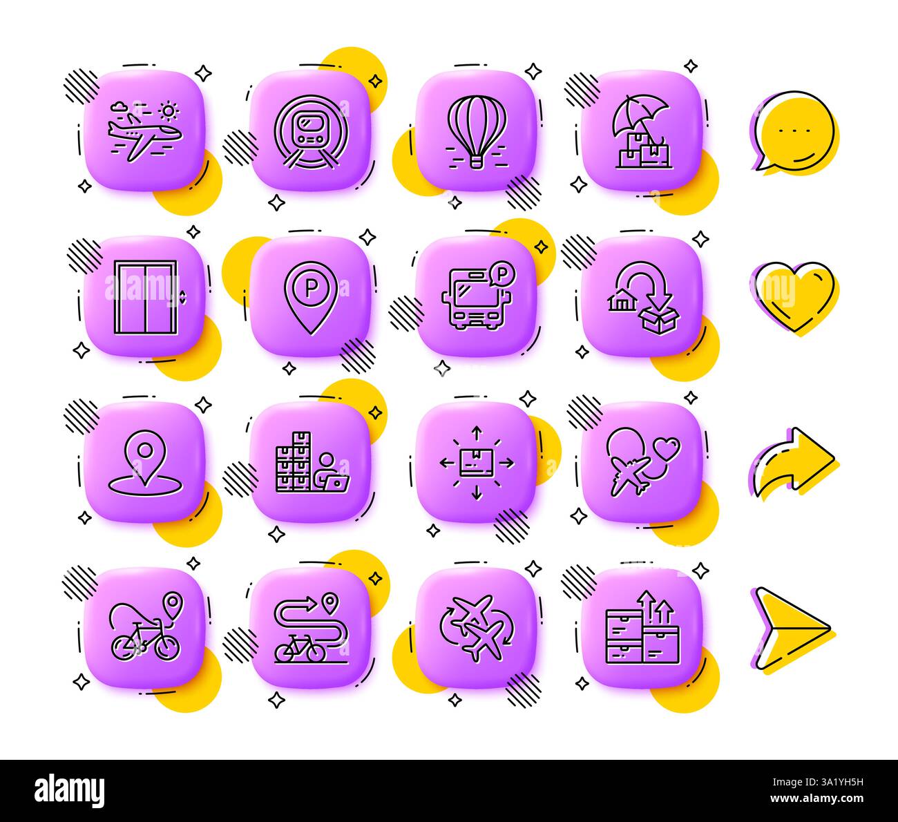 Inventory, Parking and Connecting flight line icons. For web app ...