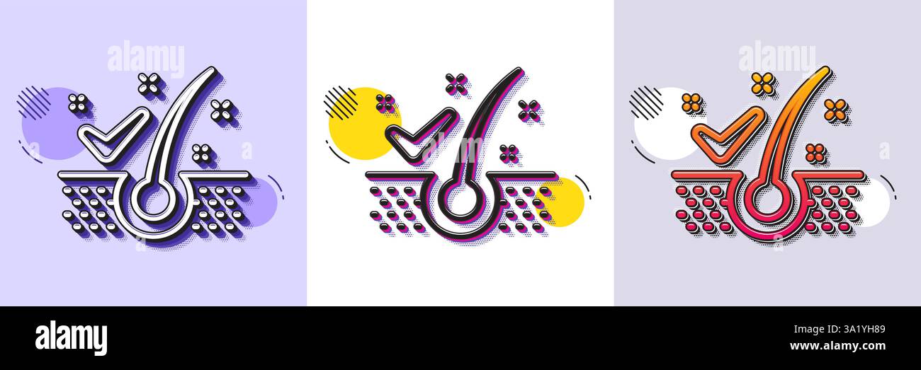 Anti-dandruff flakes line icon. Dandruff shampoo sign. Clean hair ...