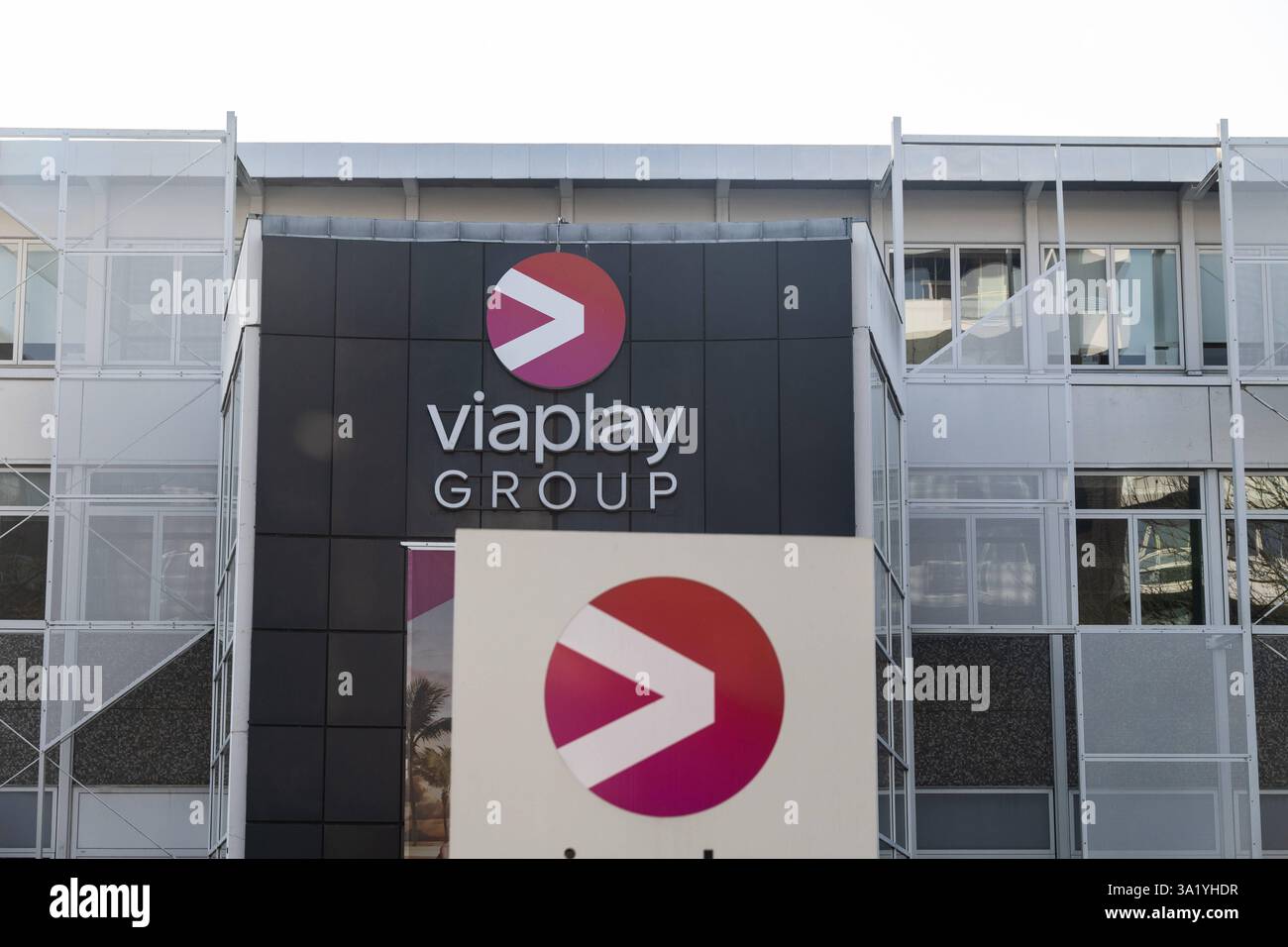 Logo of Viaplay Group at Strandlodsvej located on the island of Amager ...