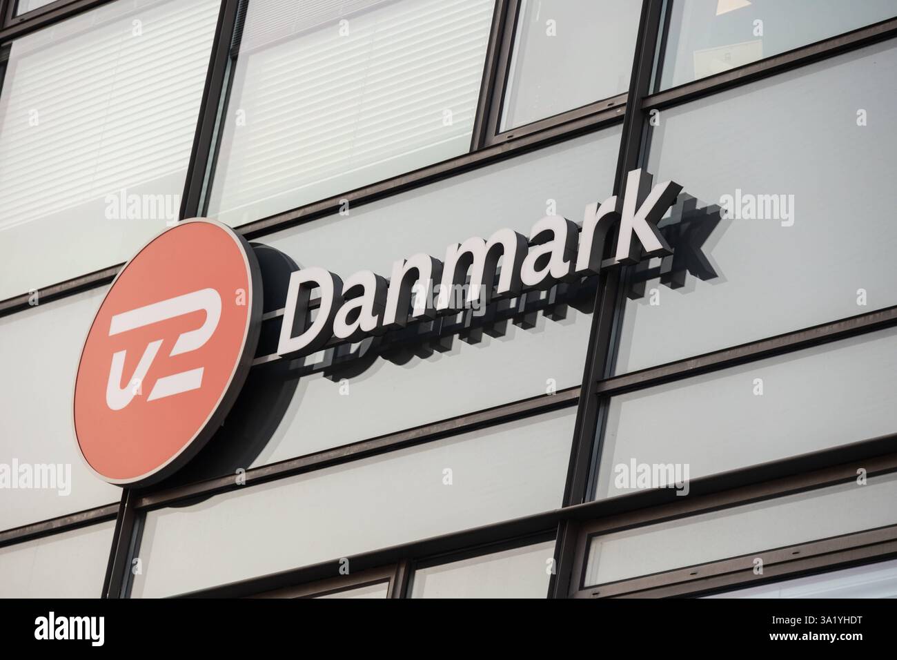 Logo of of TV 2 at Teglholmen in the South Harbour of Copenhagen ...