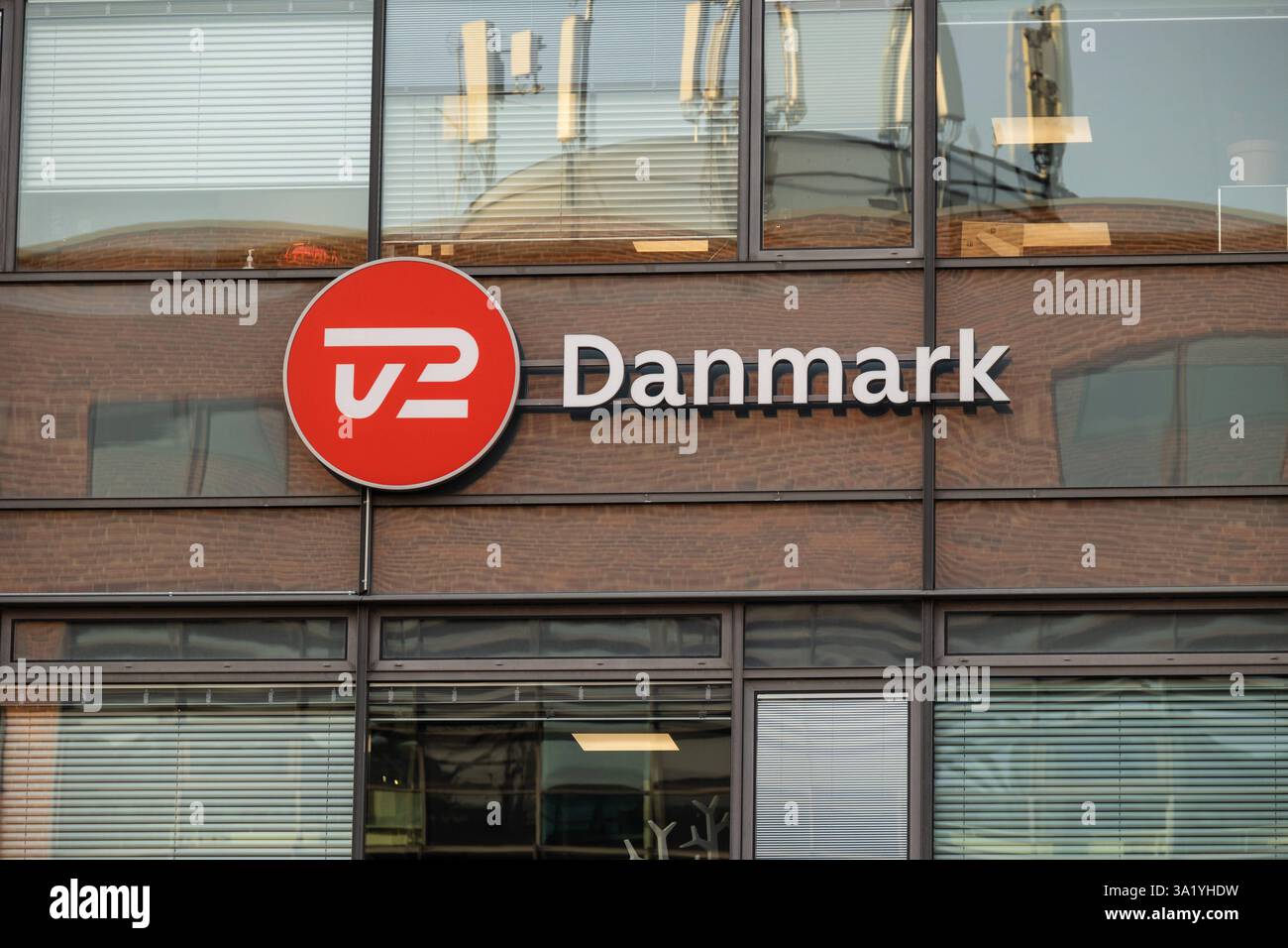 Logo of of TV 2 at Teglholmen in the South Harbour of Copenhagen ...