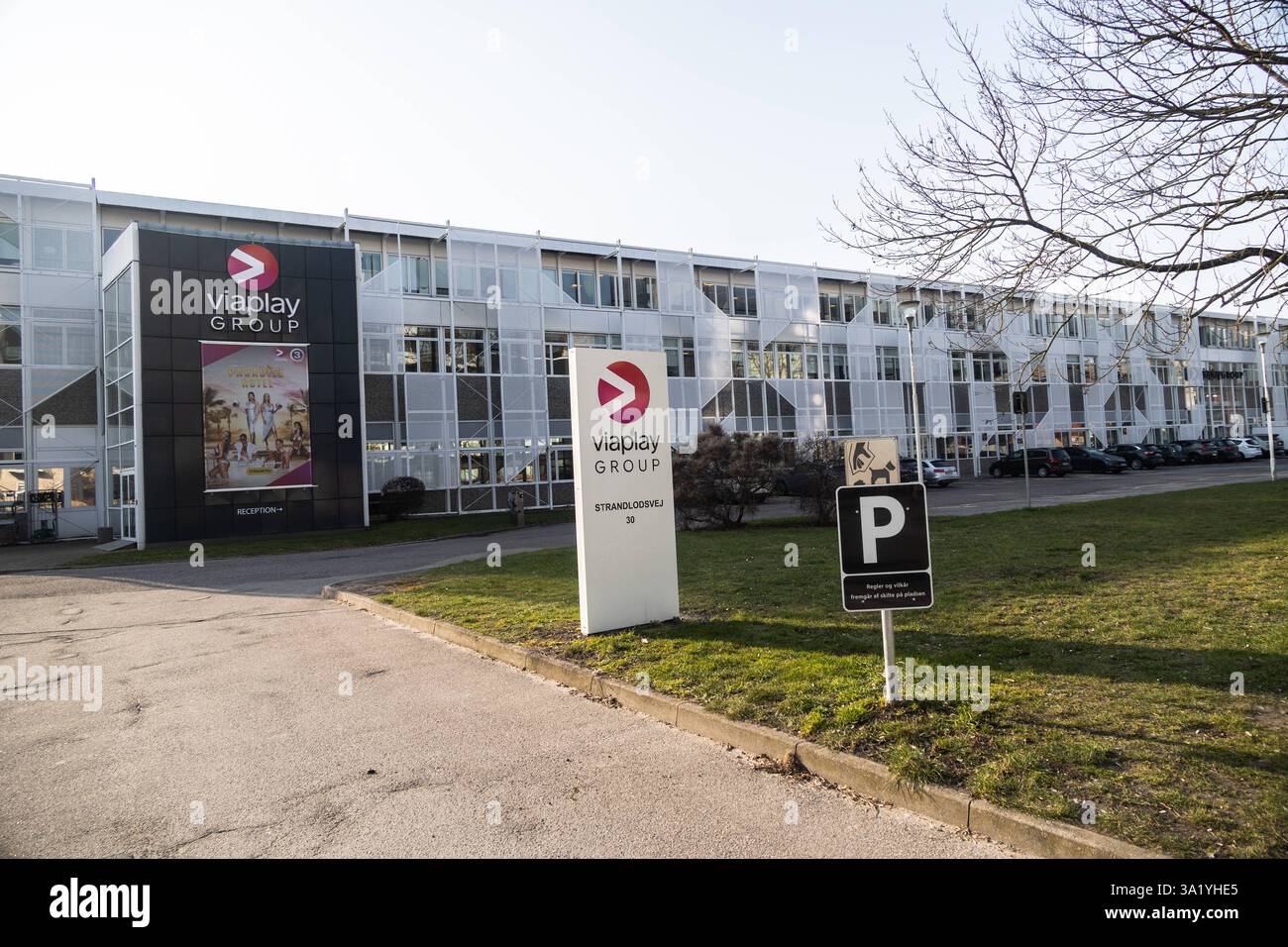 Logo of Viaplay Group at Strandlodsvej located on the island of Amager ...