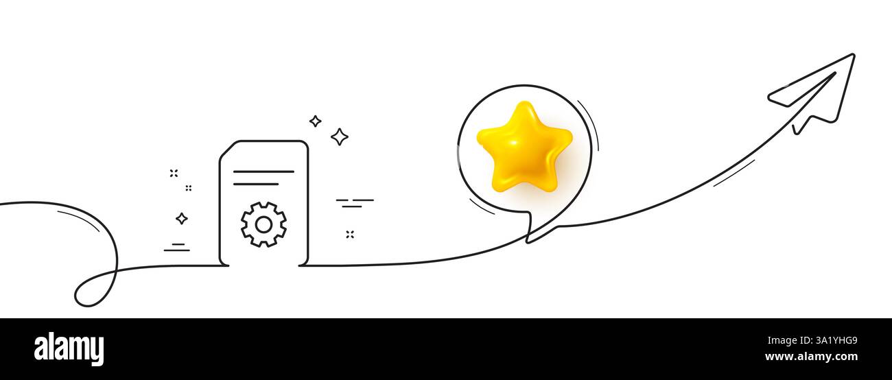 Document Management icon. File with Cogwheel. Continuous line with ...