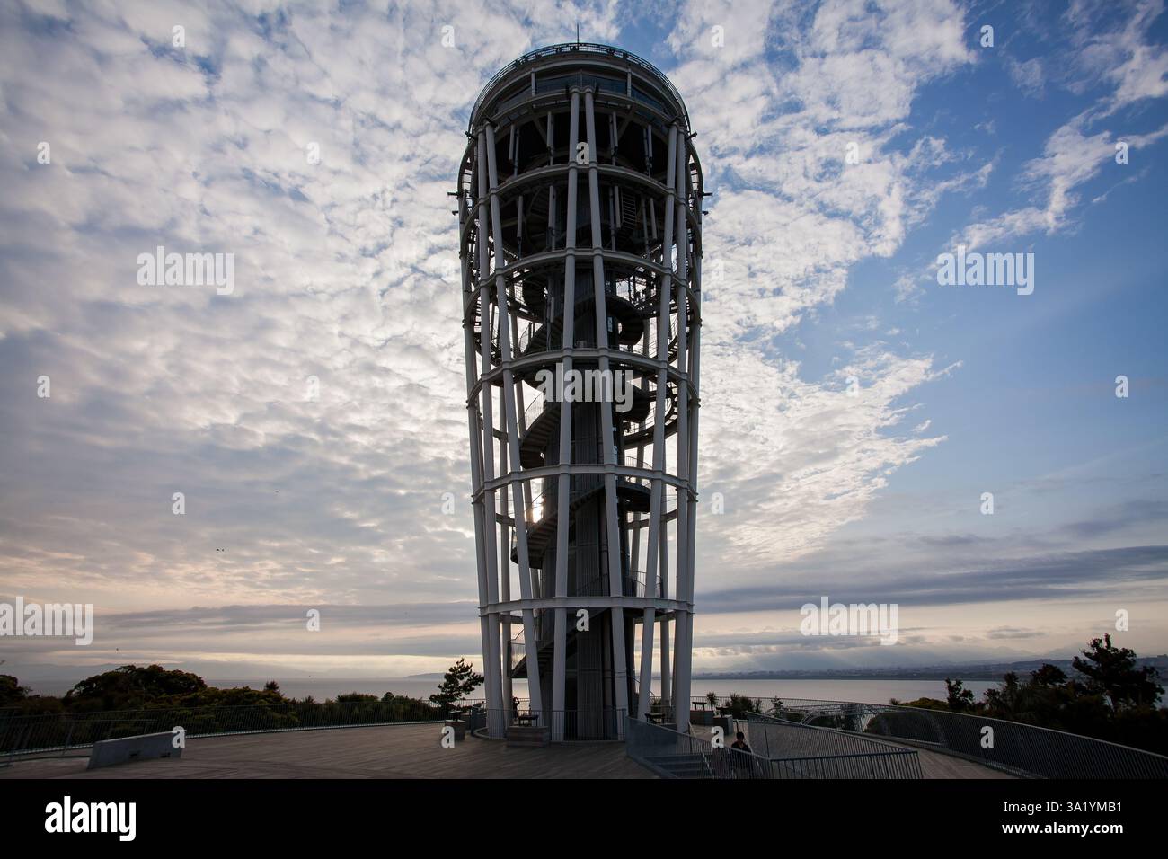 The Enoshima Lighthouse, known as the Sea Candle, as dusk on Enoshima ...