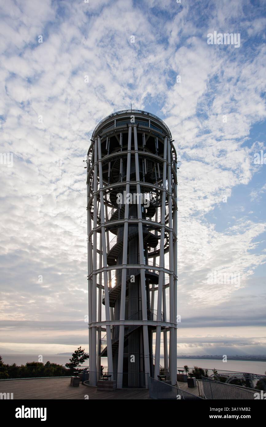 The Enoshima Lighthouse, known as the Sea Candle, as dusk on Enoshima ...