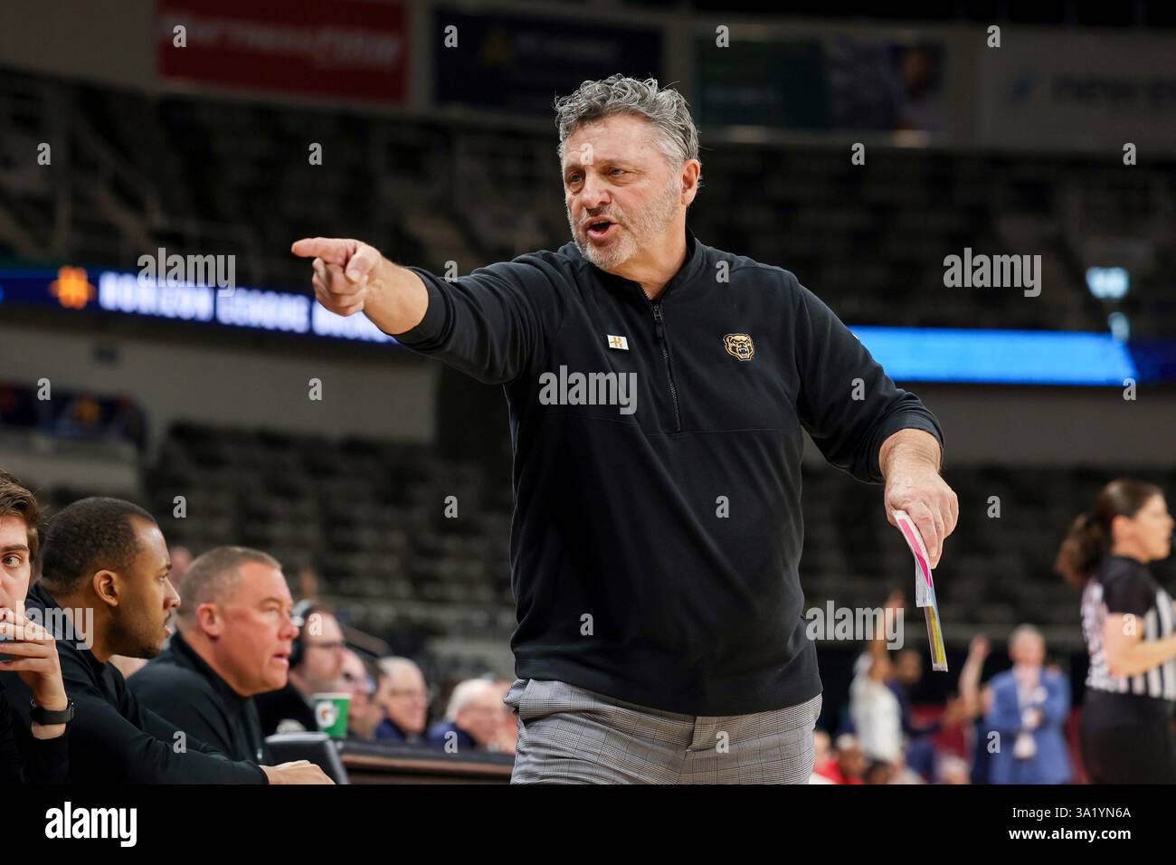 INDIANAPOLIS, IN - MARCH 10: Oakland Golden Grizzlies head coach Greg ...