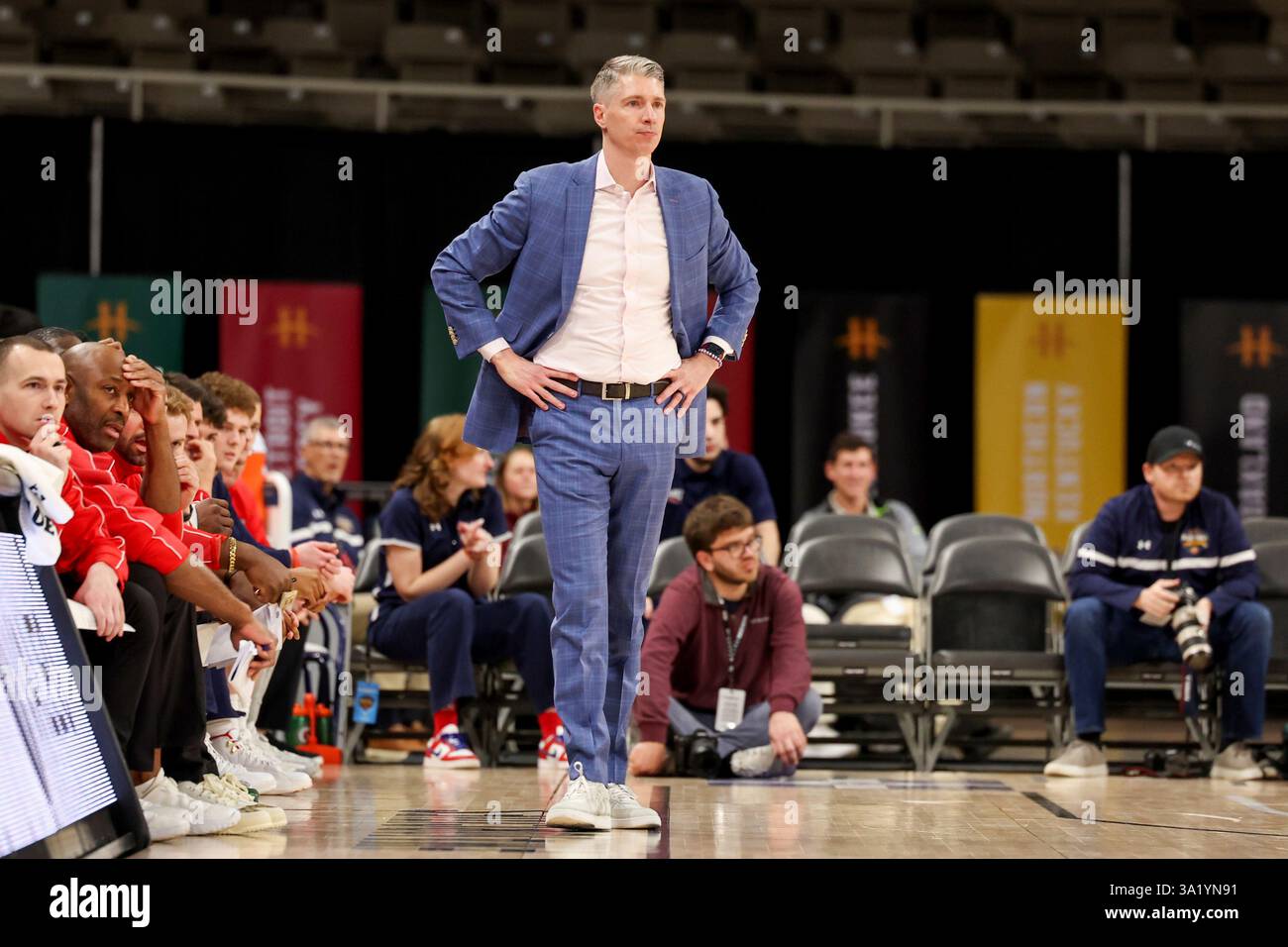 INDIANAPOLIS, IN - MARCH 10: Robert Morris Colonials head coach Andrew ...