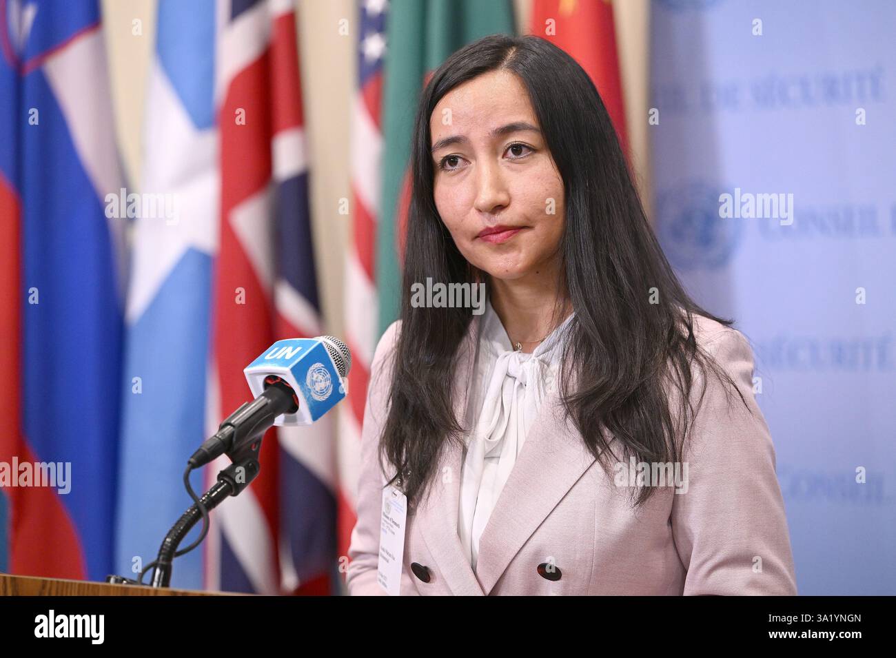 Mission of Denmark briefer Asada Mariam Ray Mohammad speaks on the ...