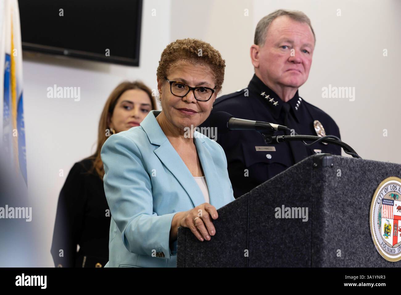 Los Angeles, United States. 10th Mar, 2025. Los Angeles Mayor Karen ...