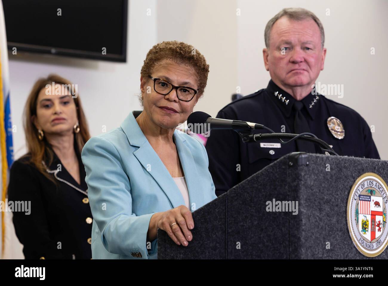 Los Angeles, United States. 10th Mar, 2025. Los Angeles Mayor Karen ...