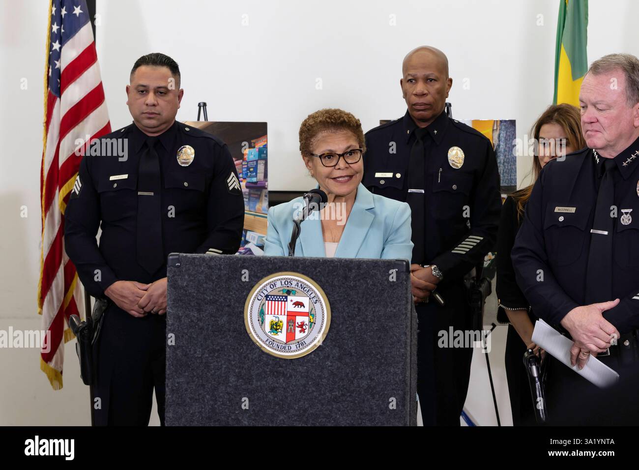 Los Angeles, United States. 10th Mar, 2025. Los Angeles Mayor Karen ...