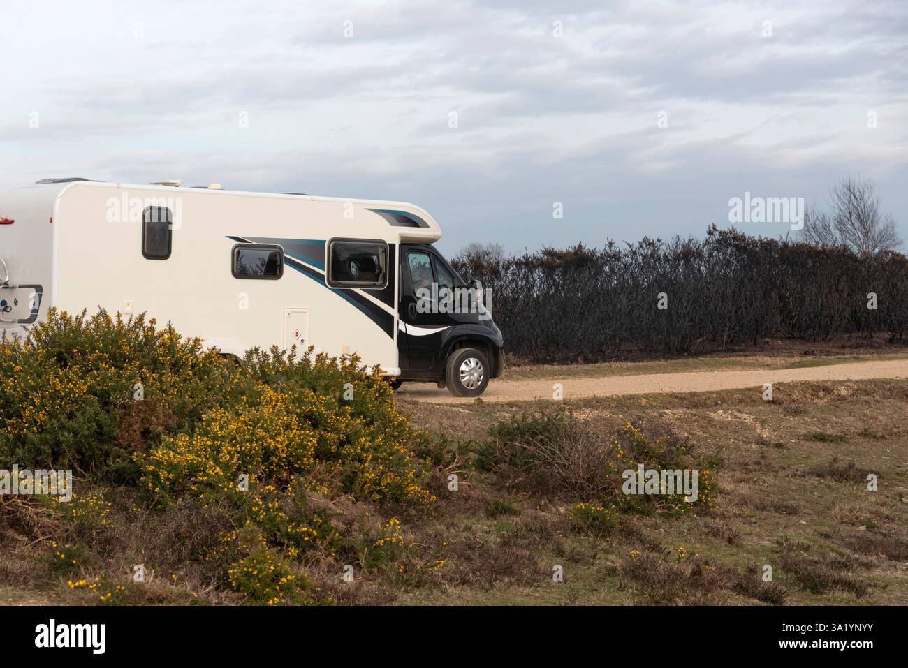 Southern England UK. 09.03.2025. Motorhome driving through the southern ...