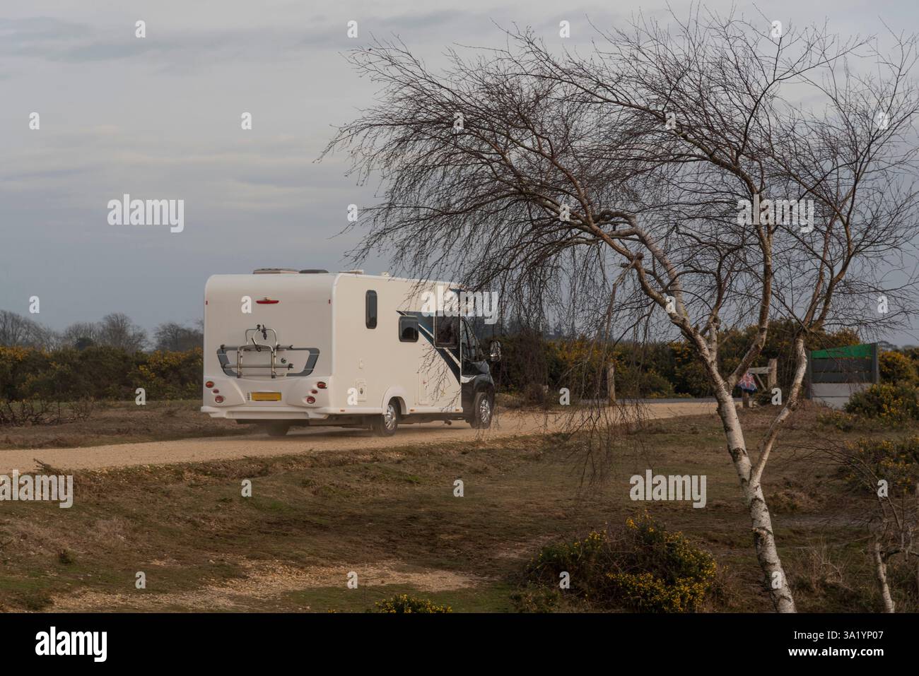 Southern England UK. 09.03.2025. Motorhome driving through the southern ...